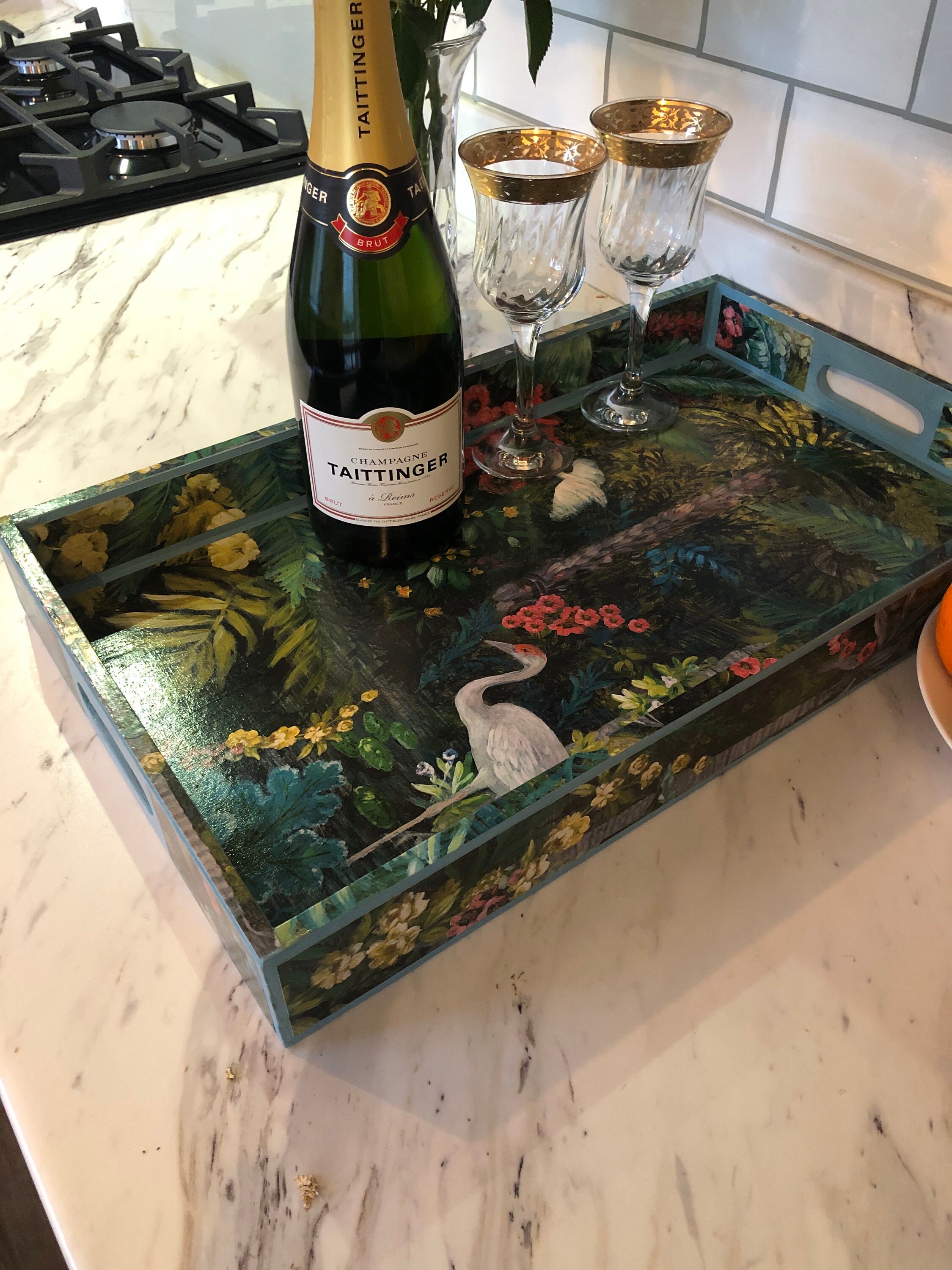 Tropical Paradise Tray. Decoupage Tray. Breakfast Tray. Wooden Tray ...