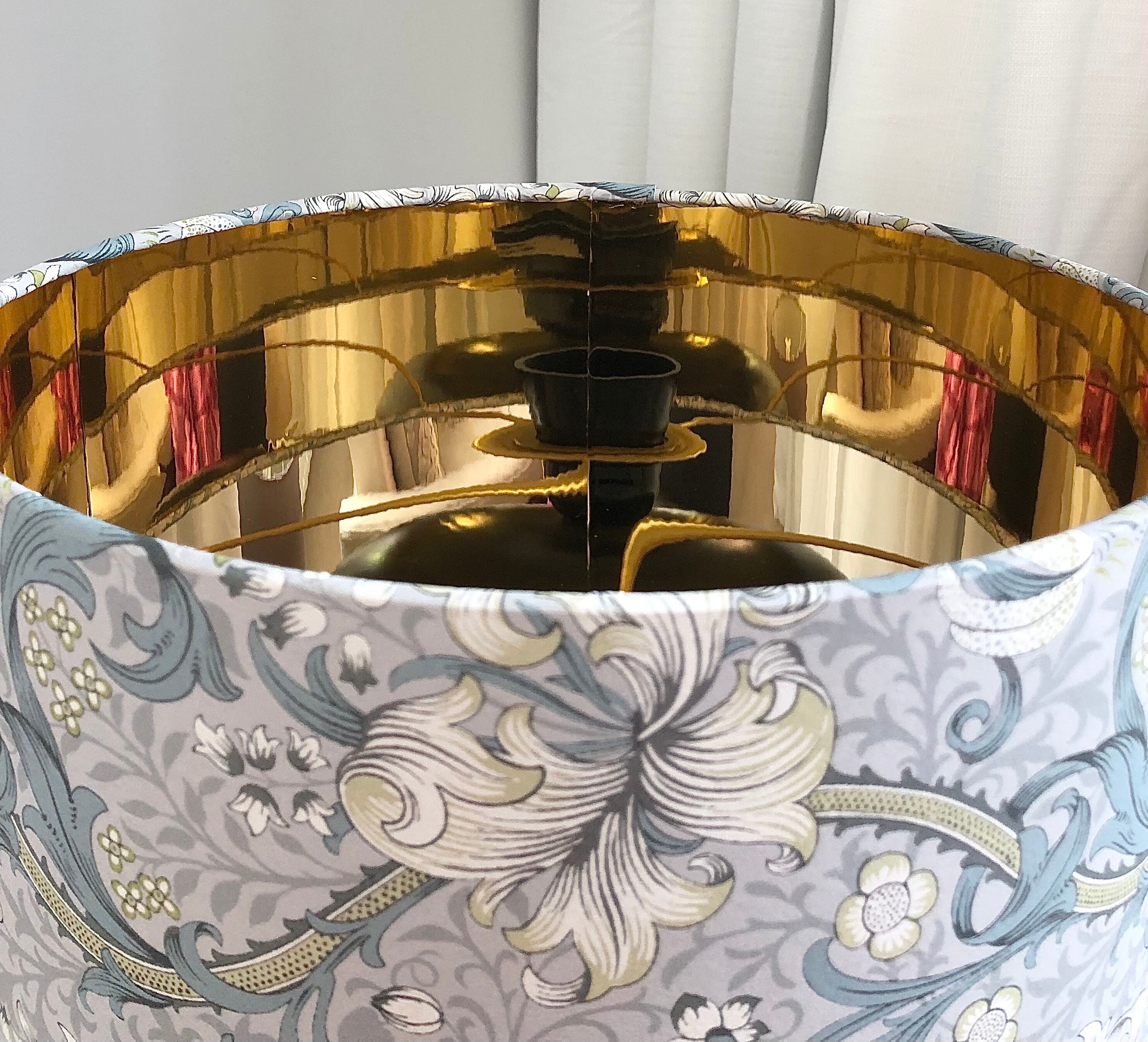 William Morris Golden Lily Slate Dove / Blue Handmade Drum Lamp Shade ...