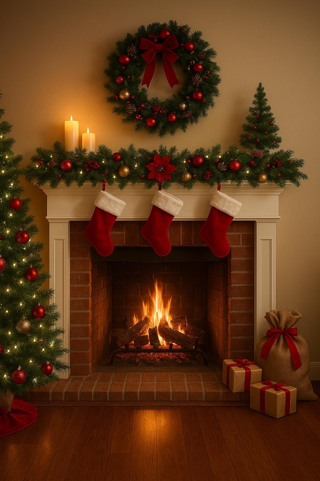 Traditional Christmas Fireplace Digital Image - Etsy