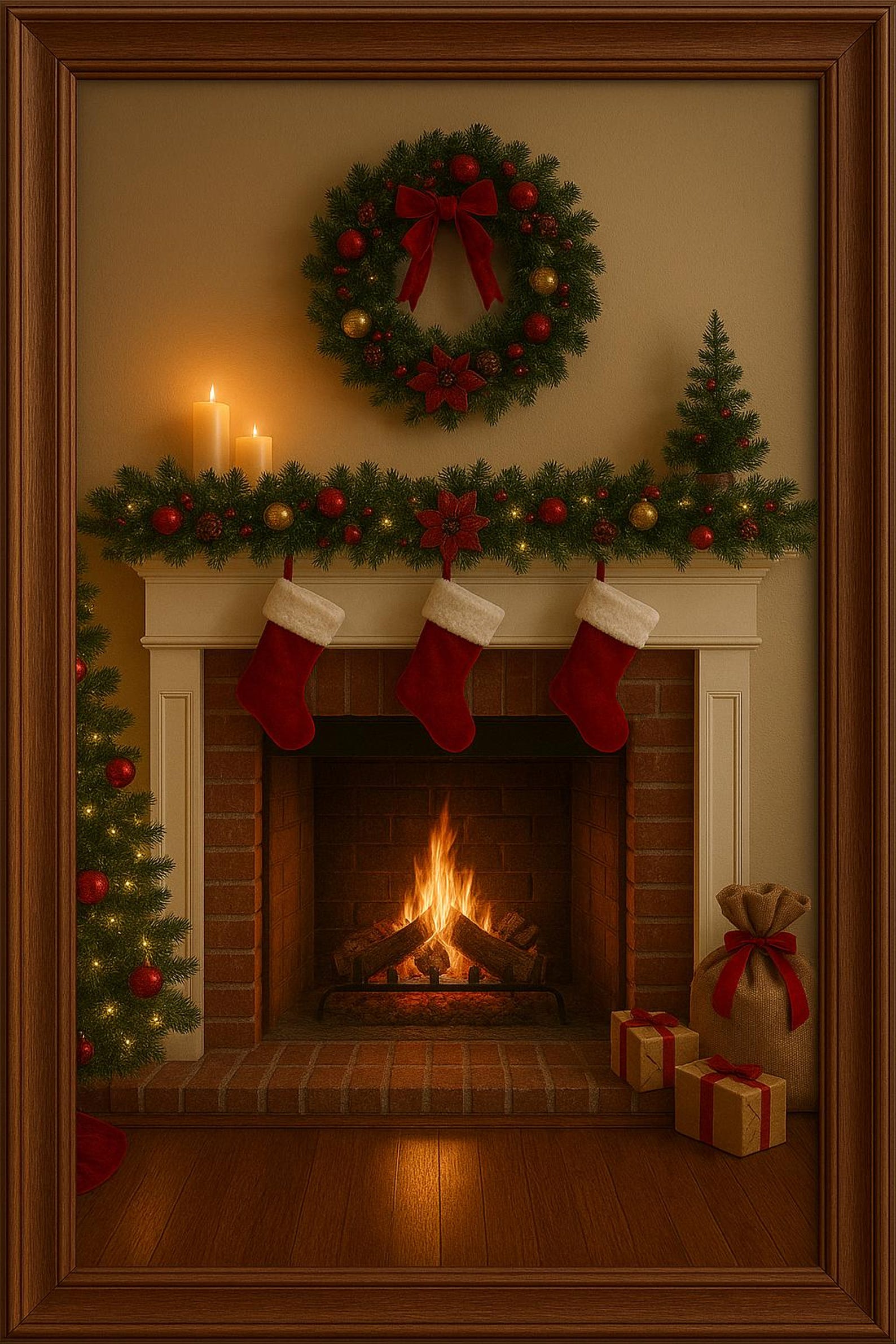 Traditional Christmas Fireplace Digital Image - Etsy