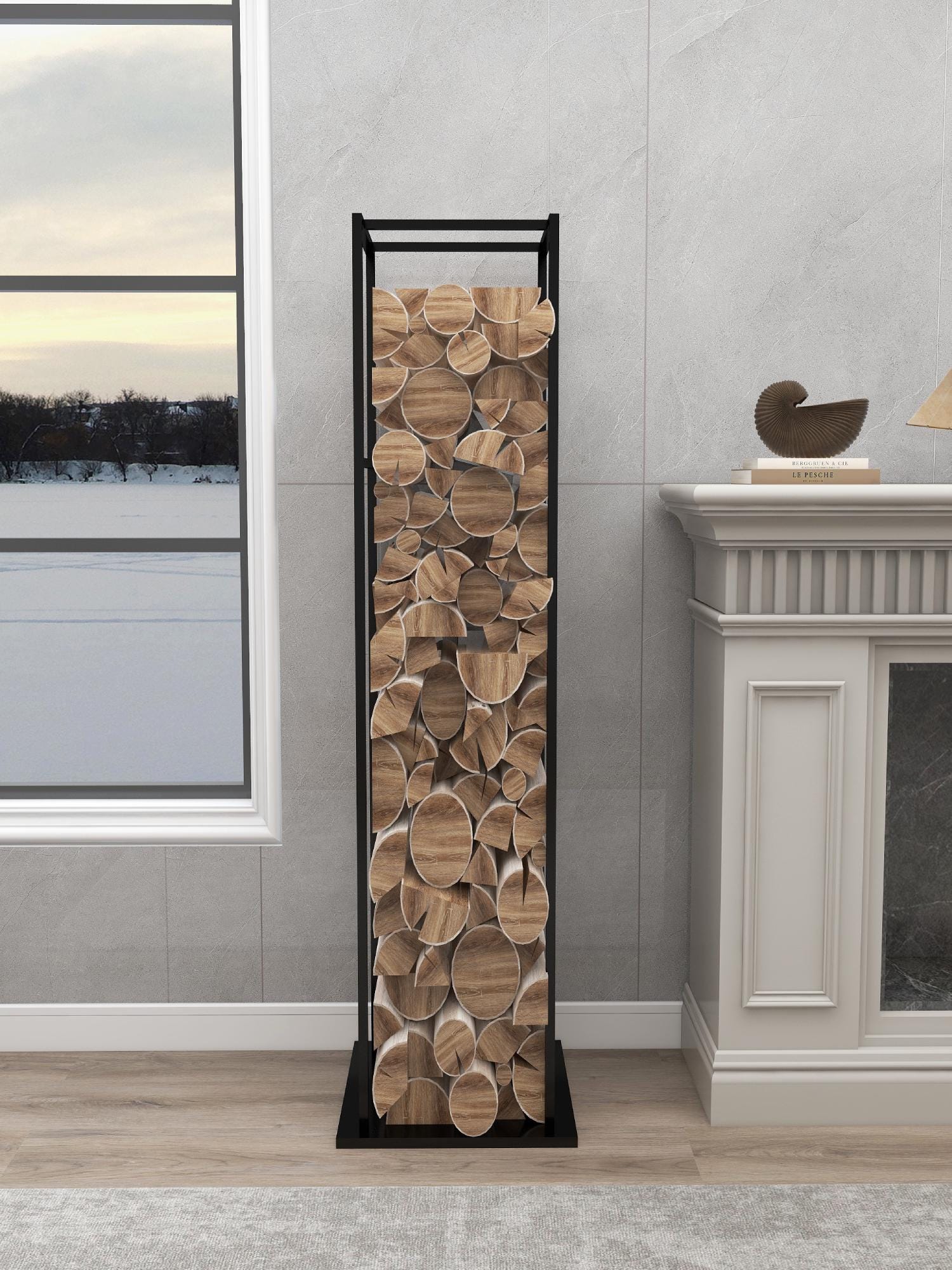 Minimalist Metal Firewood Rack, Indoor Firewood Holder & Log Storage ...