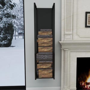 Wall Mounted Firewood Rack - Indoor Log Holder -firewood Storage -metal ...
