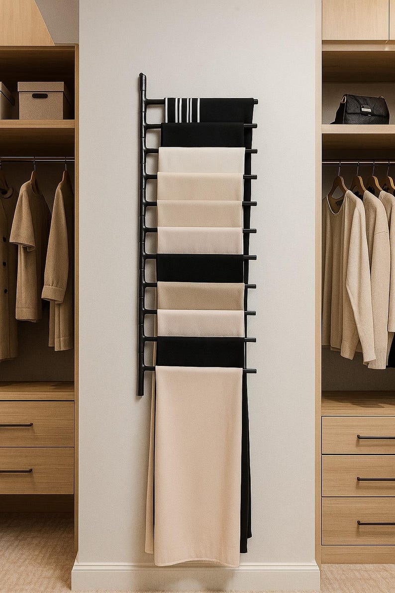 Movable Wall Mounted Metal Hanger – Scarf, Shawl, Towel, Pants and Tie ...