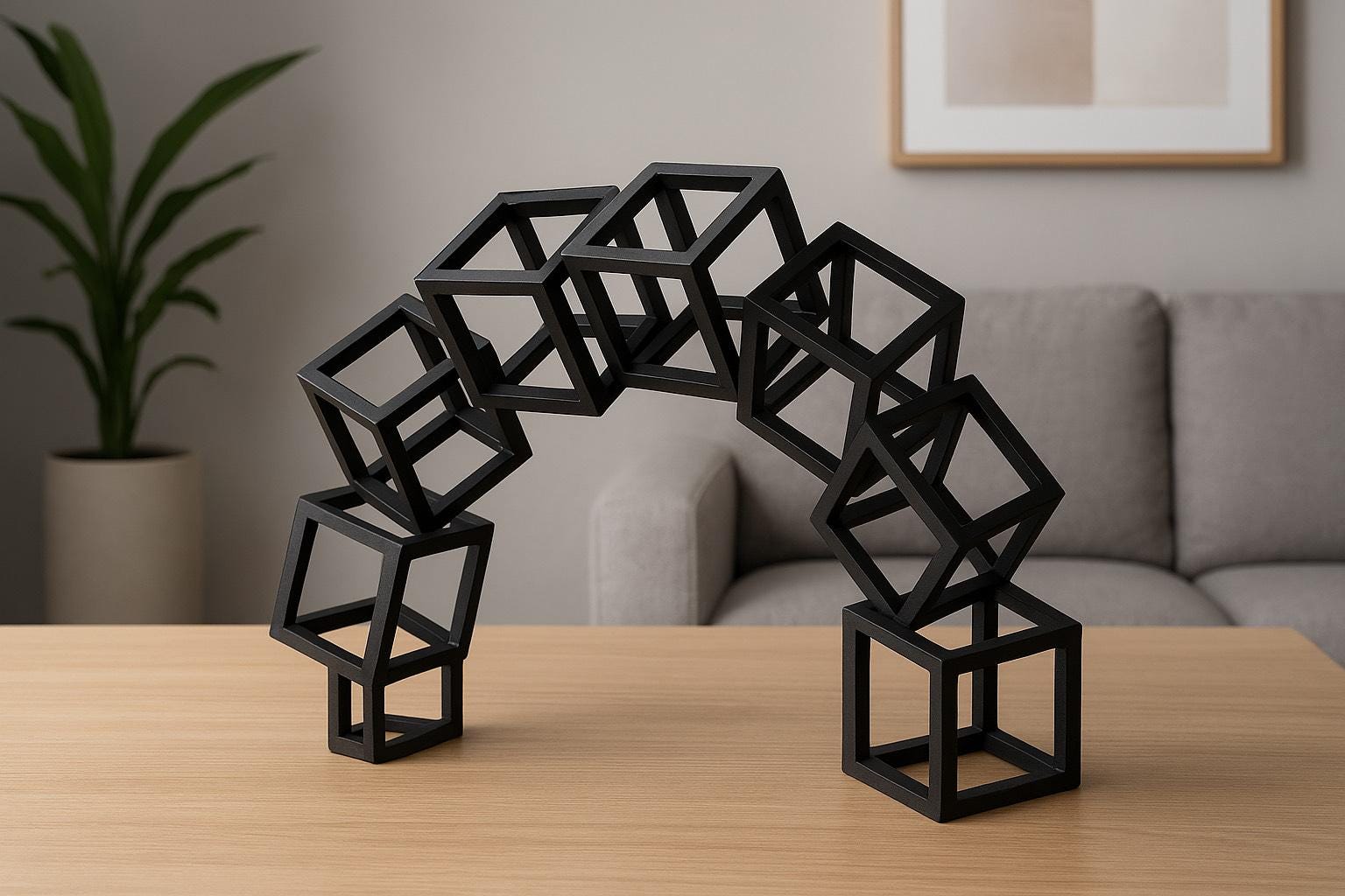 Cubist Metal Sculpture – Modern Cube Tower for Home & Garden Decoration ...
