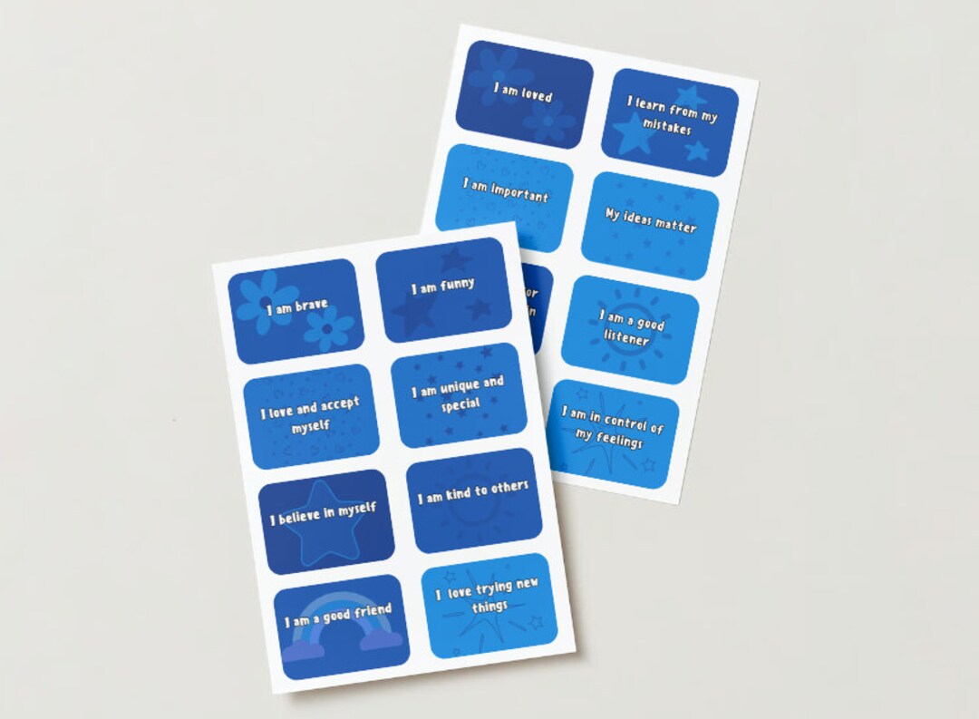 Simple Blue Affirmation Cards for Kids Toddlers Lunchbox Note - Etsy