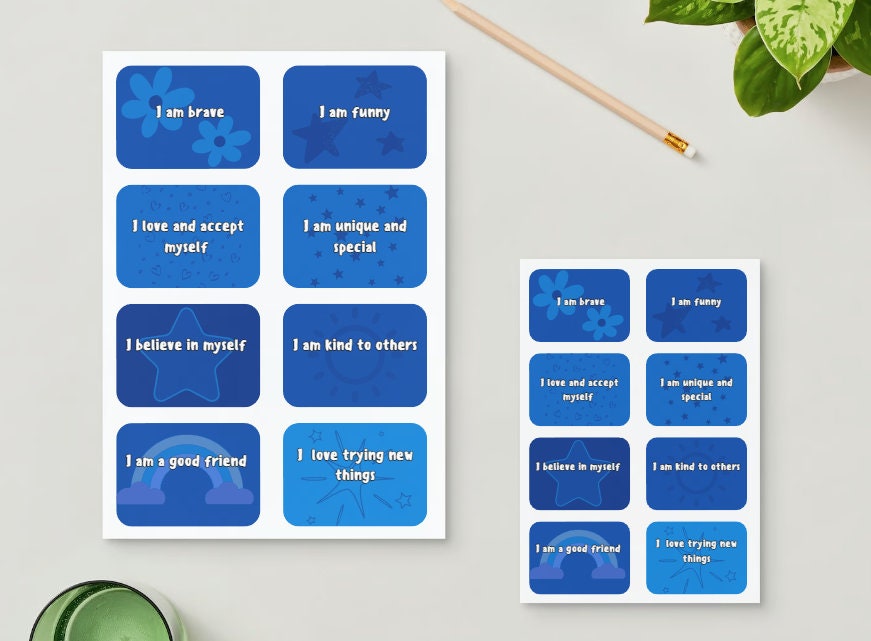 Simple Blue Affirmation Cards for Kids Toddlers Lunchbox Note - Etsy