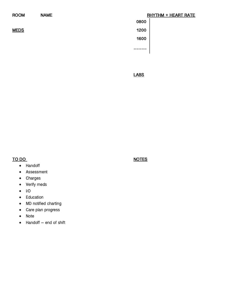 Cardiac Nursing Report Sheet - Etsy