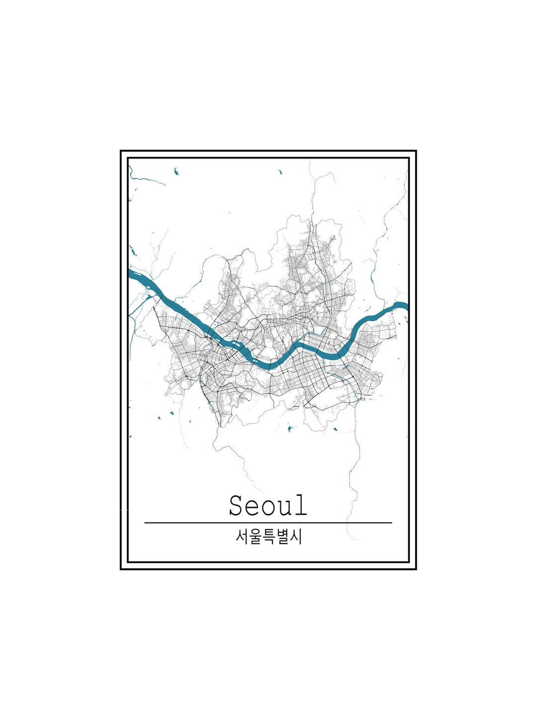 Seoul Minimal City Map - Etsy