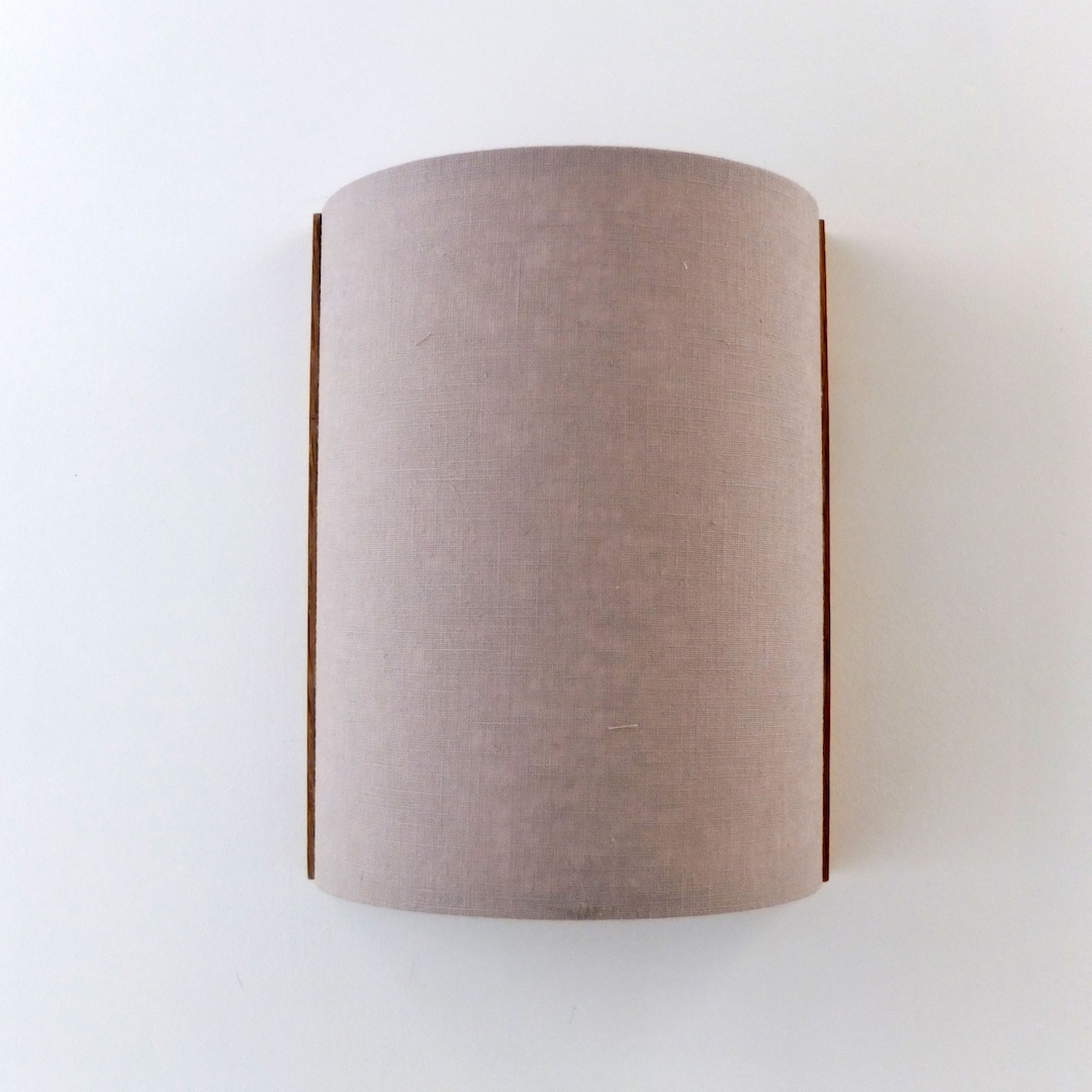 Solid Oak Wall Light With a Half-cylinder Shade Made of Natural Linen ...
