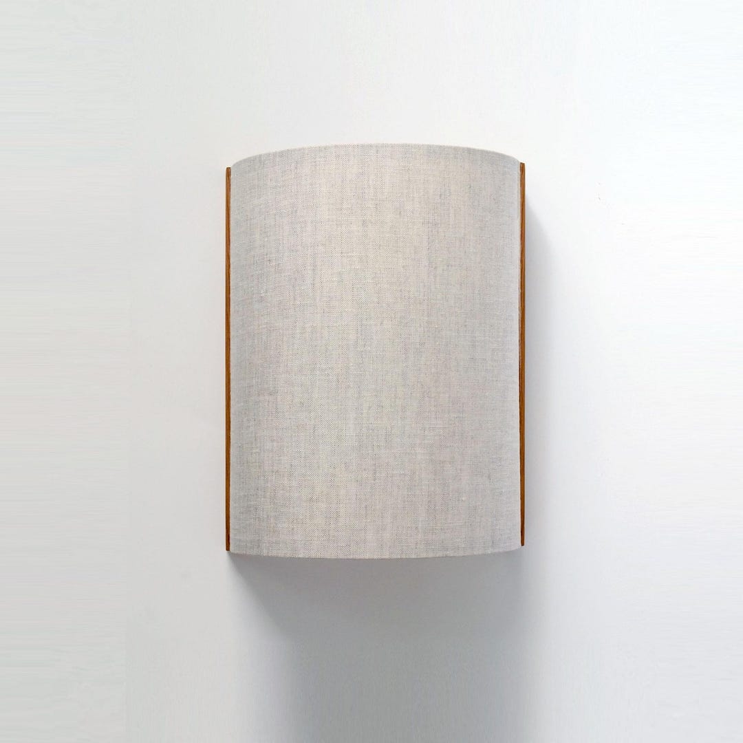 Half-cylinder Wall Lamp. Wall Sconce. Wall Lights. Natural Linen Sconce in Tan White. Wall Light ...