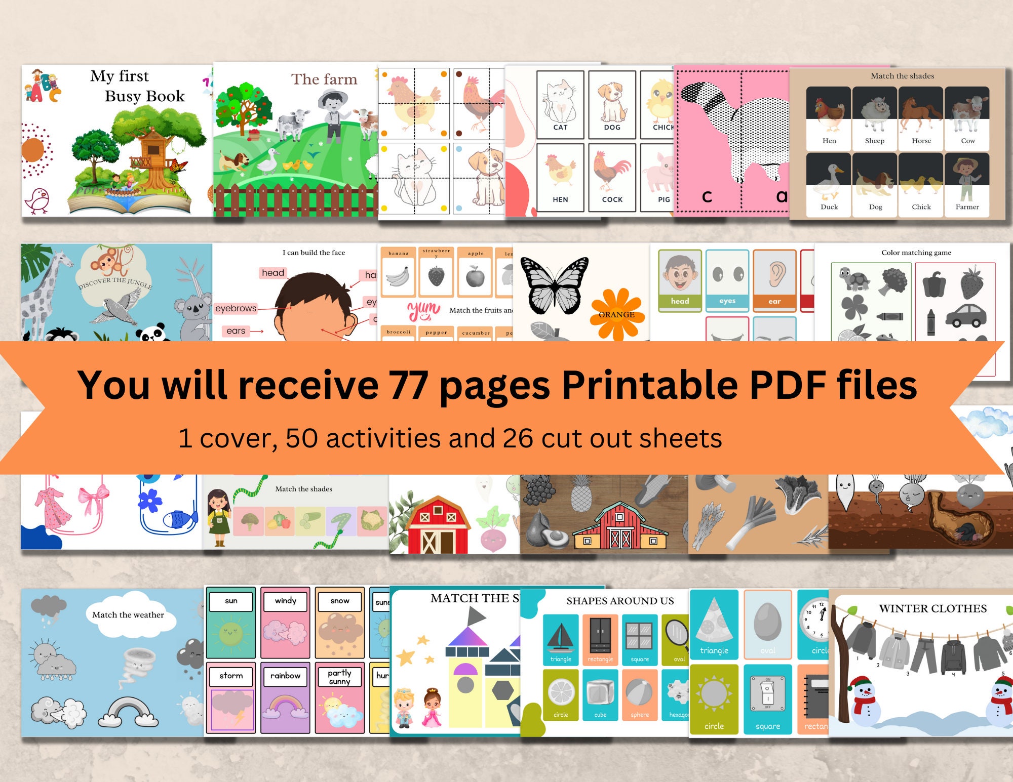 Busy Book Printable, Quiet Book, Toddler Learning Book, Learning Binder ...