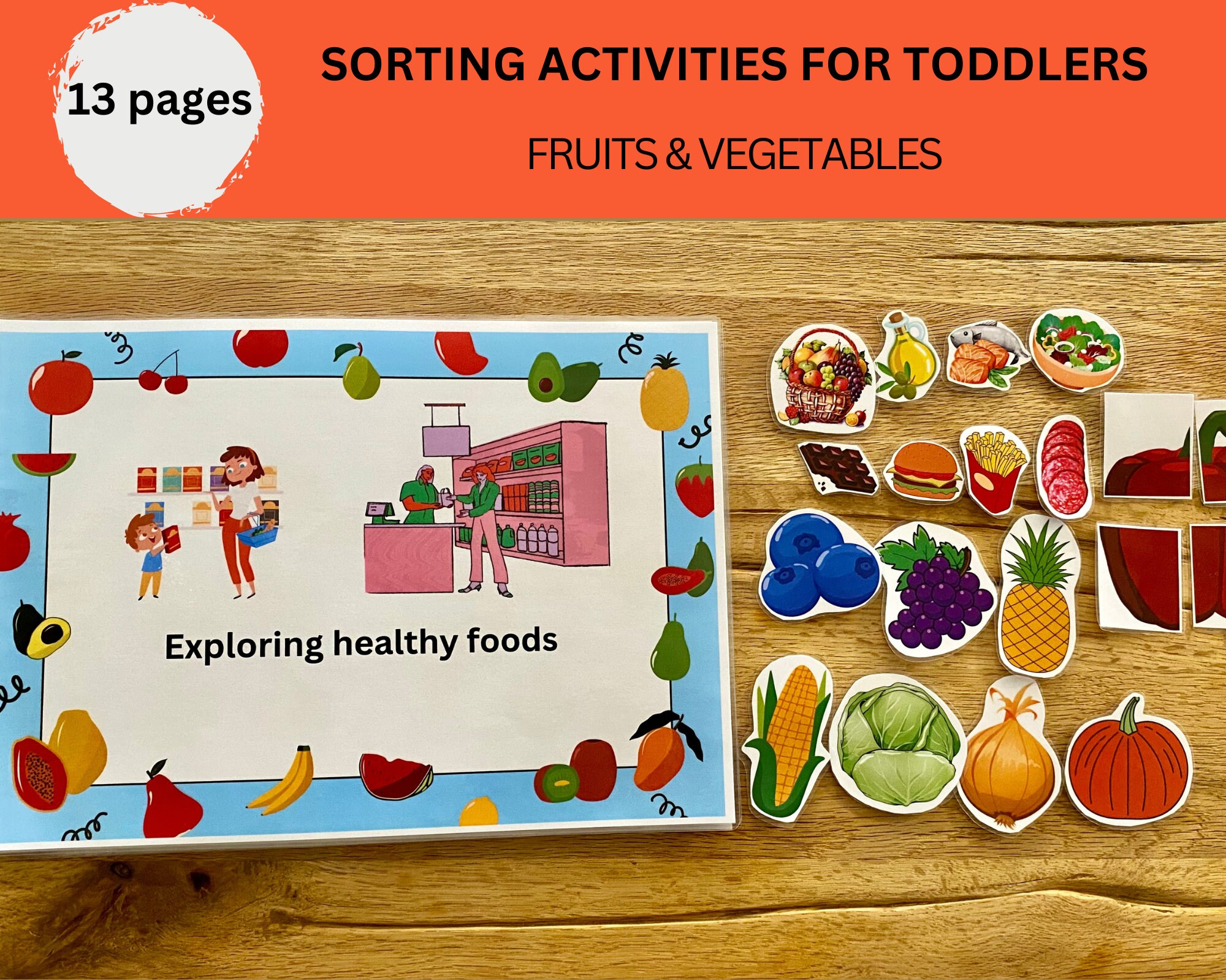 Fruits and Vegetables Sorting Activity Busy Book Printable, Busy Binder ...