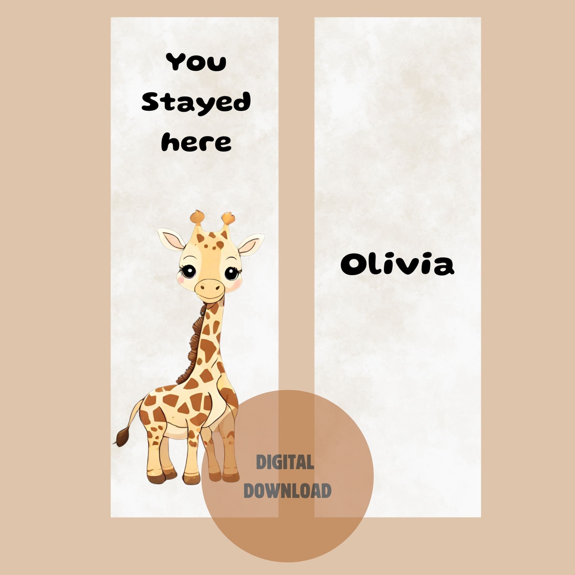 Printable Bookmarks, Book Accessories, Cute Giraffe Bookmarks, Gift for ...