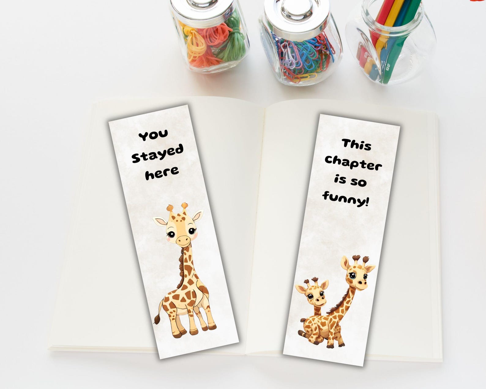 Printable Bookmarks, Book Accessories, Cute Giraffe Bookmarks, Gift for ...