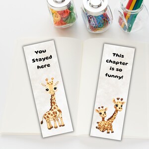 Printable Bookmarks, Book Accessories, Cute Giraffe Bookmarks, Gift for ...