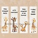 Printable Bookmarks, Book Accessories, Cute Giraffe Bookmarks, Gift for ...