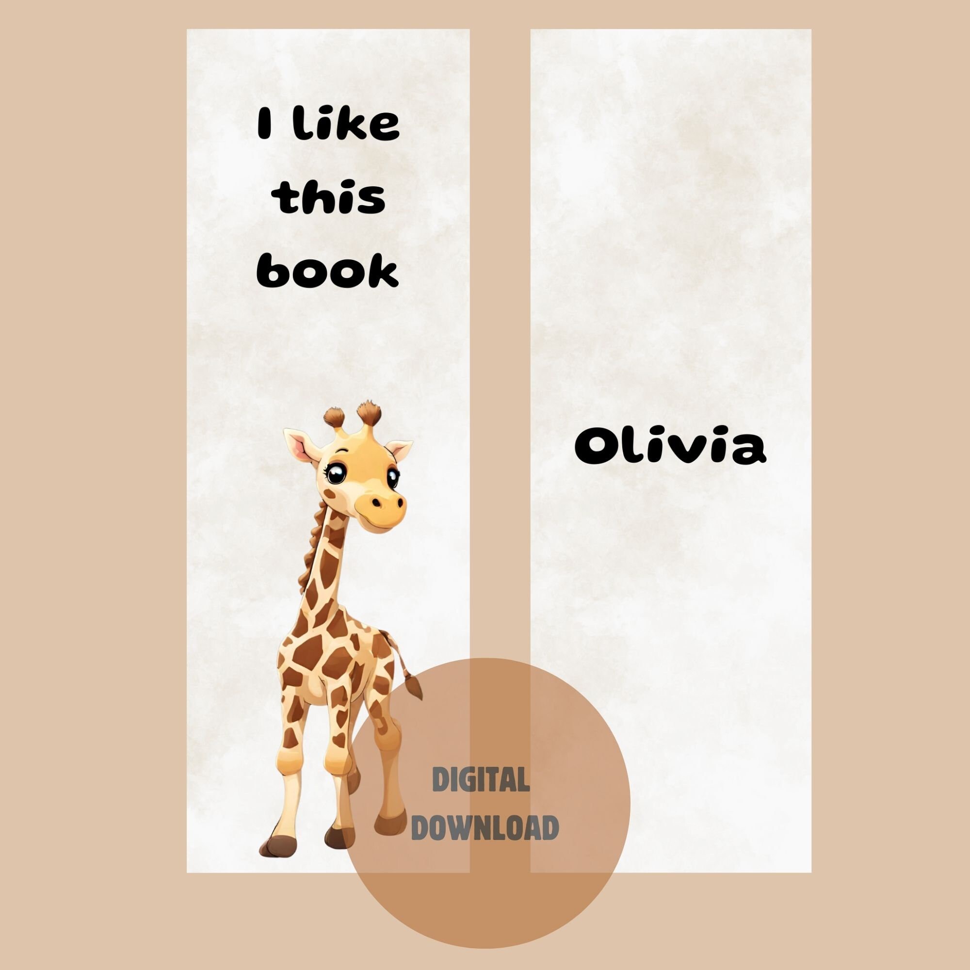 Printable Bookmarks, Book Accessories, Cute Giraffe Bookmarks, Gift for ...