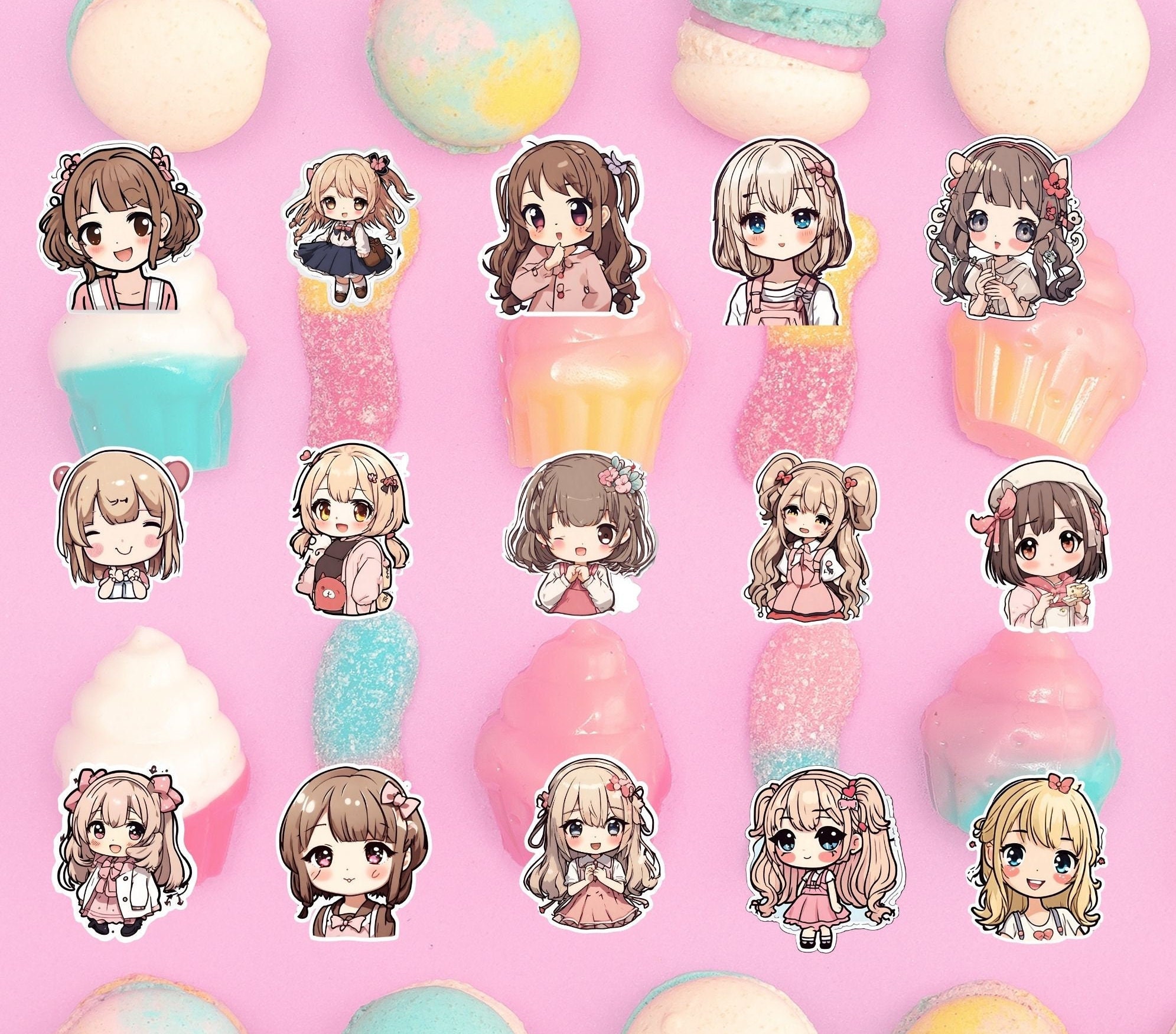 Set of 35 Png Kawaii Girls Clip Art,cute Girl Clipart,kawaii Girls ...