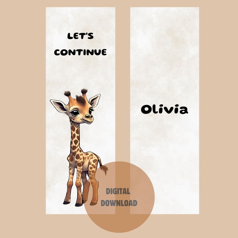 Printable Bookmarks, Book Accessories, Cute Giraffe Bookmarks, Gift for ...