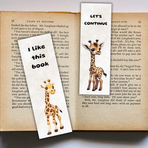 Printable Bookmarks, Book Accessories, Cute Giraffe Bookmarks, Gift for ...
