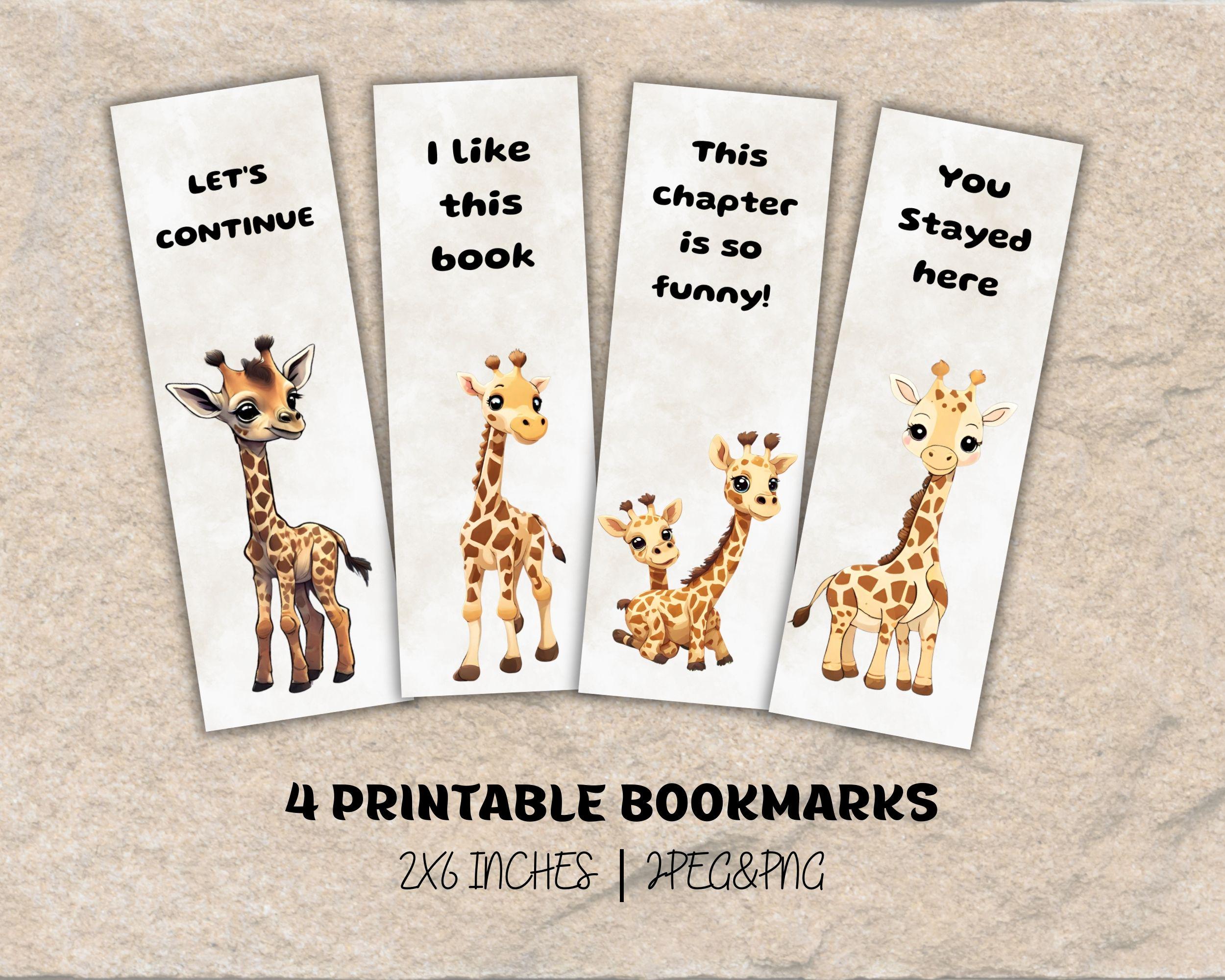 Printable Bookmarks, Book Accessories, Cute Giraffe Bookmarks, Gift for ...