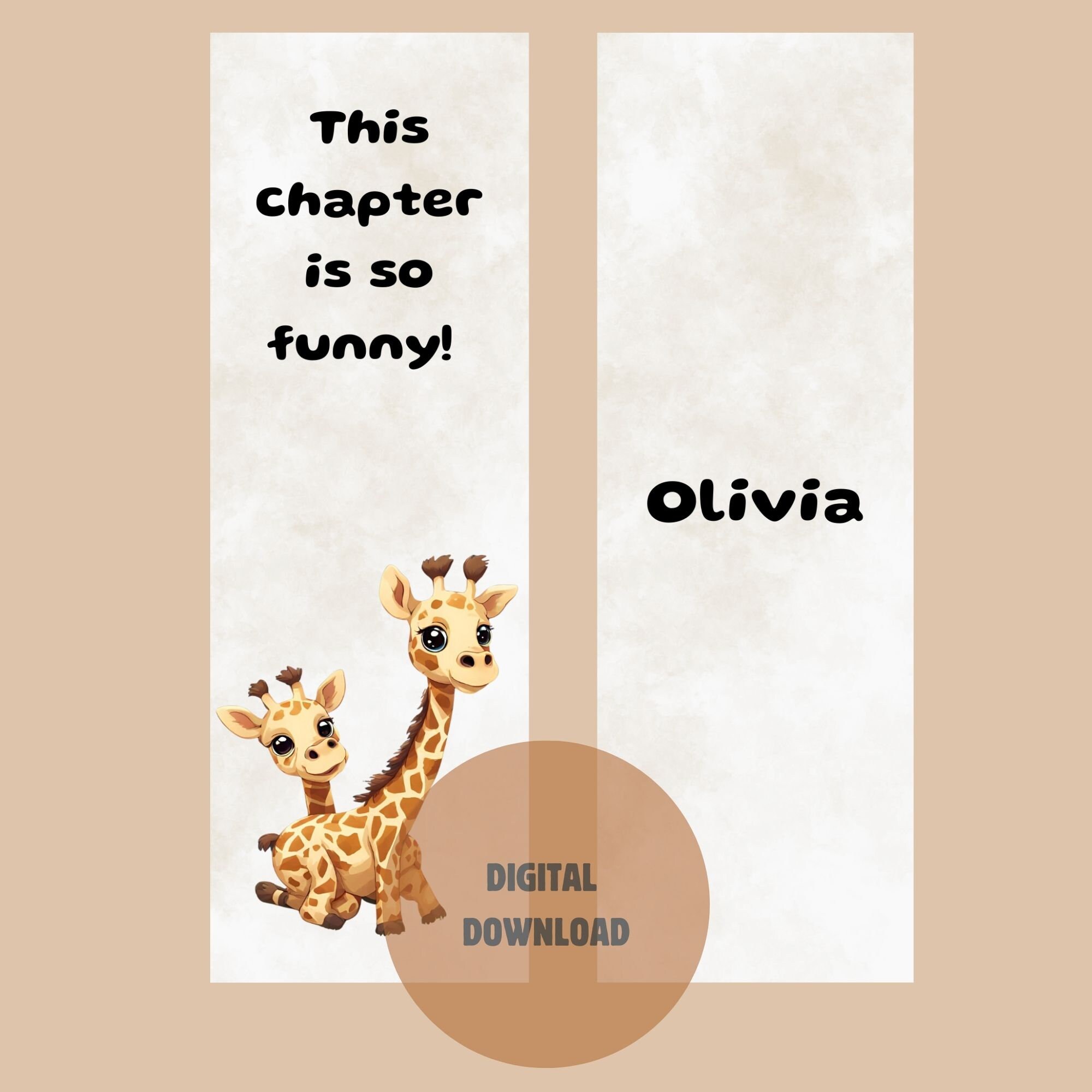 Printable Bookmarks, Book Accessories, Cute Giraffe Bookmarks, Gift for ...