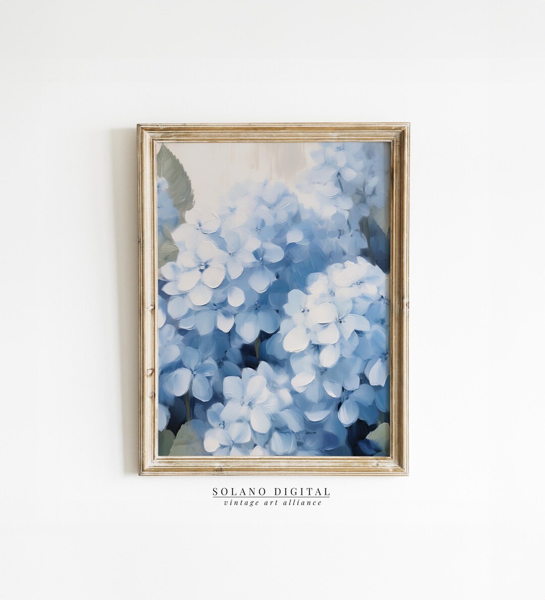 Blue Hydrangea Vintage Spring Art Print: Farmhouse Botanical (digital ...