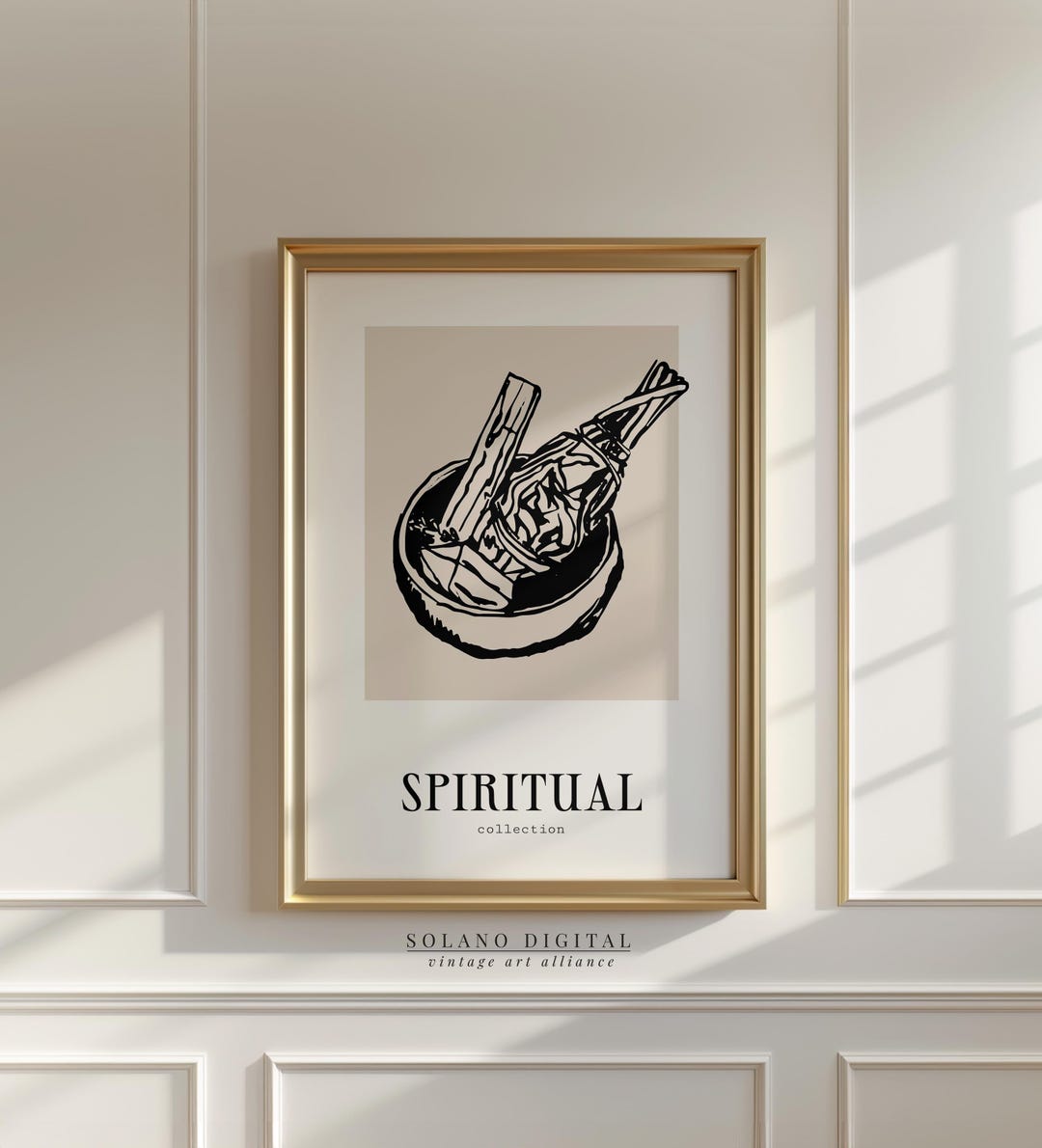 Minimalist Smudge Bowl Line Art Print: Boho Meditation Room Decor ...