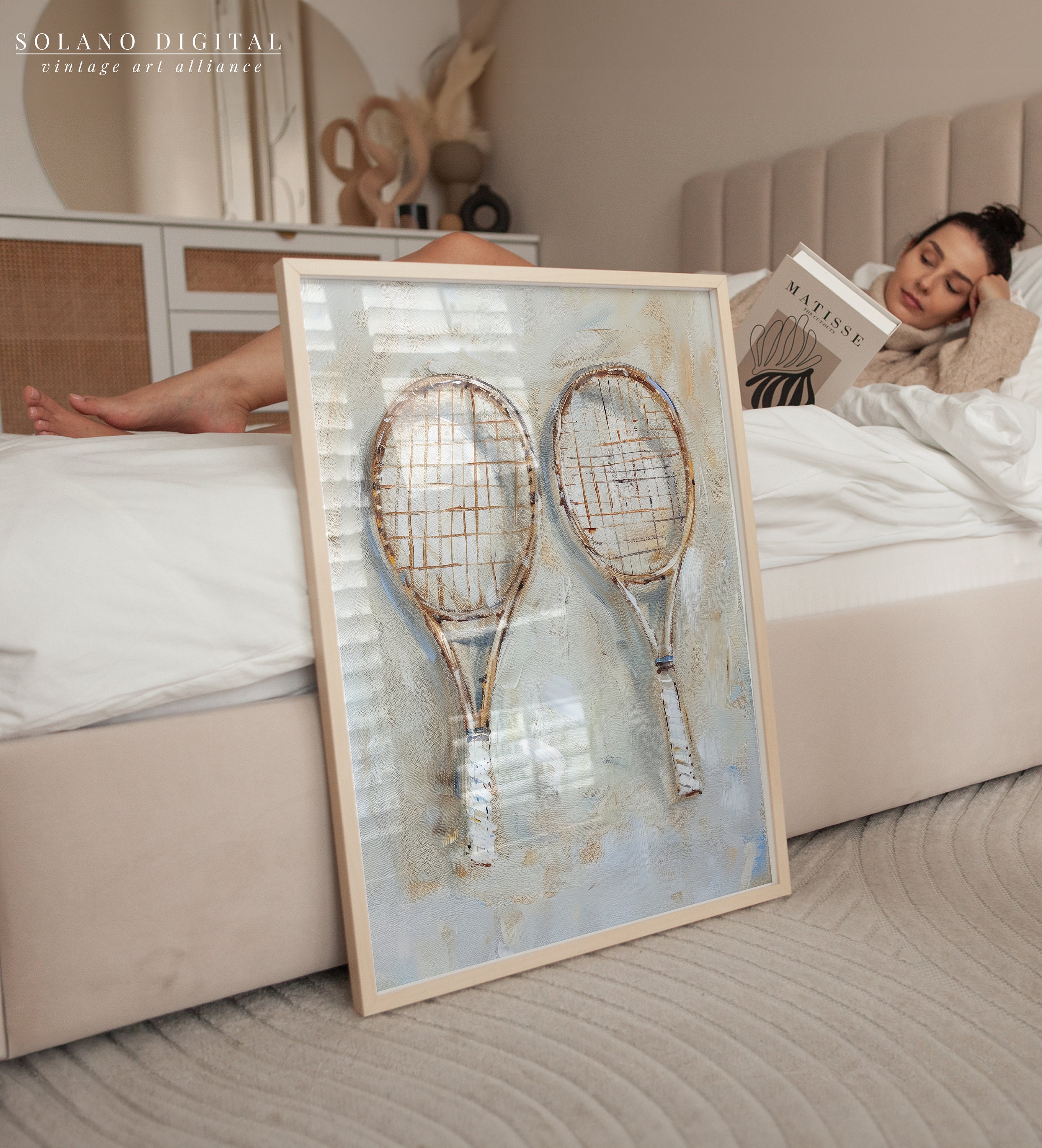 Vintage Tennis Racket Art Tennis Racket Wall Art Tennis Painting Tennis ...