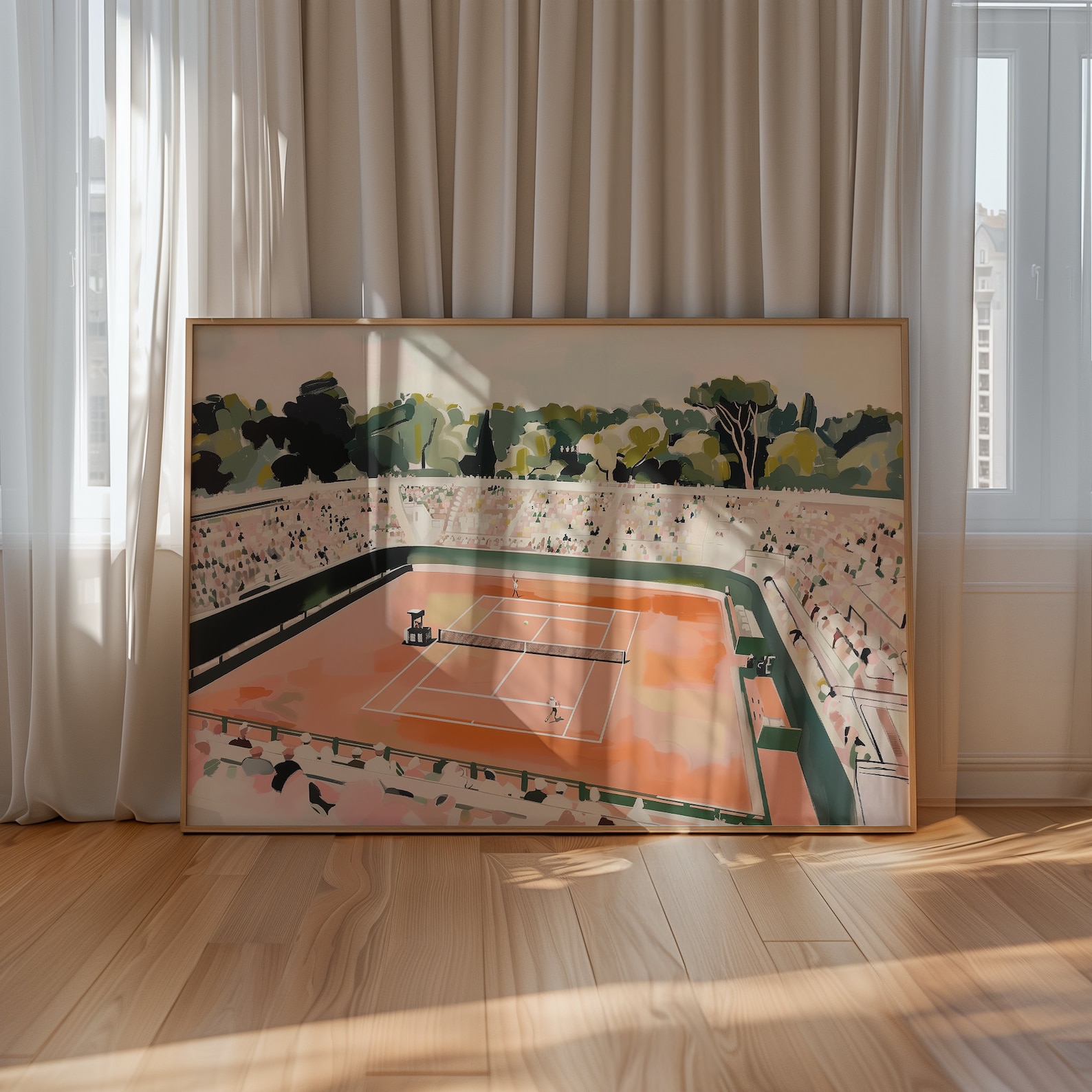 Tennis Court Painting Roland Garros Poster Tennis Stadium Art Print ...