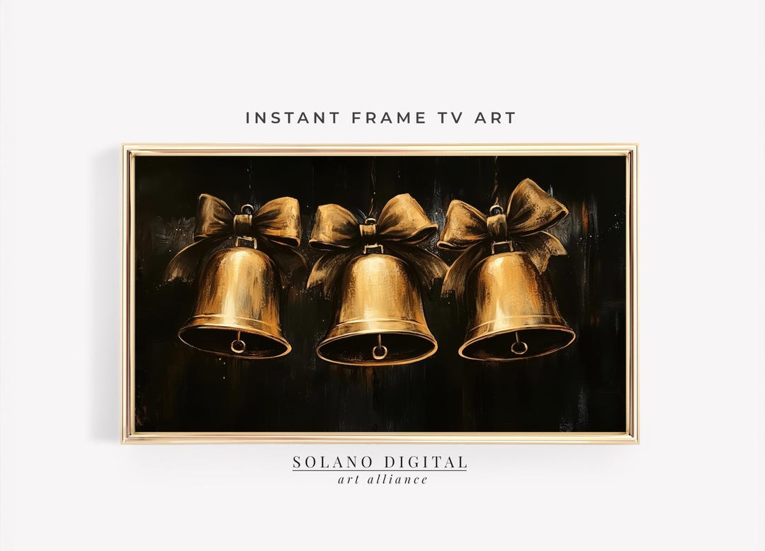 Christmas Bells Frame TV Art Vintage Holiday Decor Digital Download ...