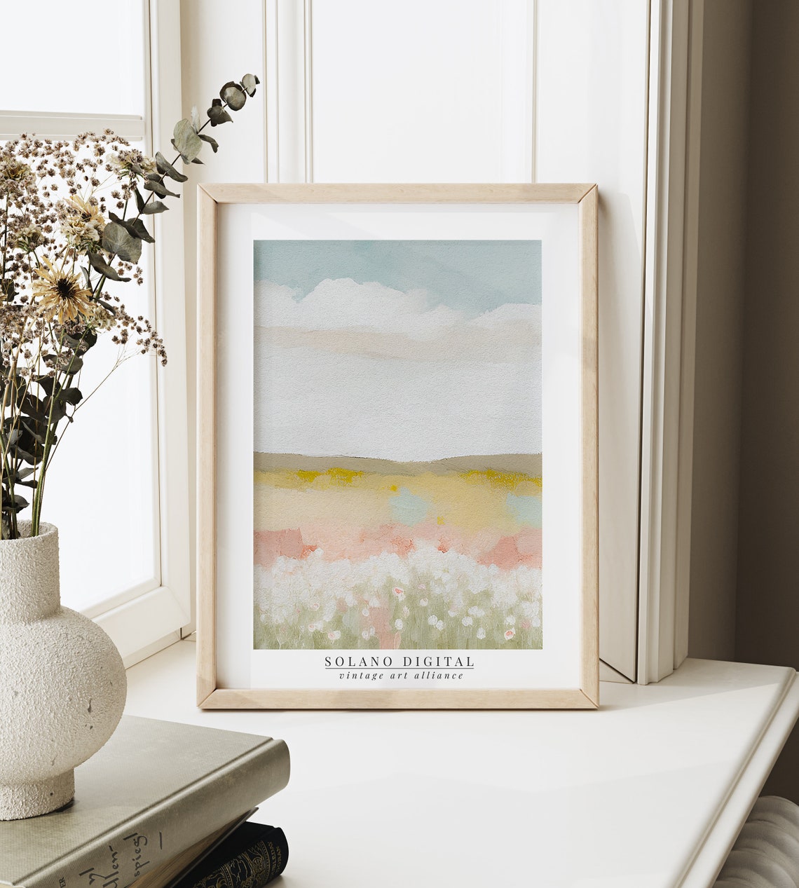 Spring Landscape Print Cloud Pink Sky Printable Wall Art Country ...