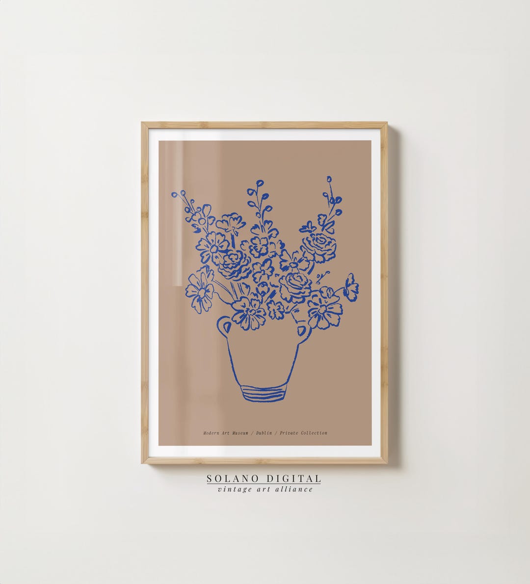 Blue Line Floral Vase Print: Modern Botanical Art (digital Download) - Etsy