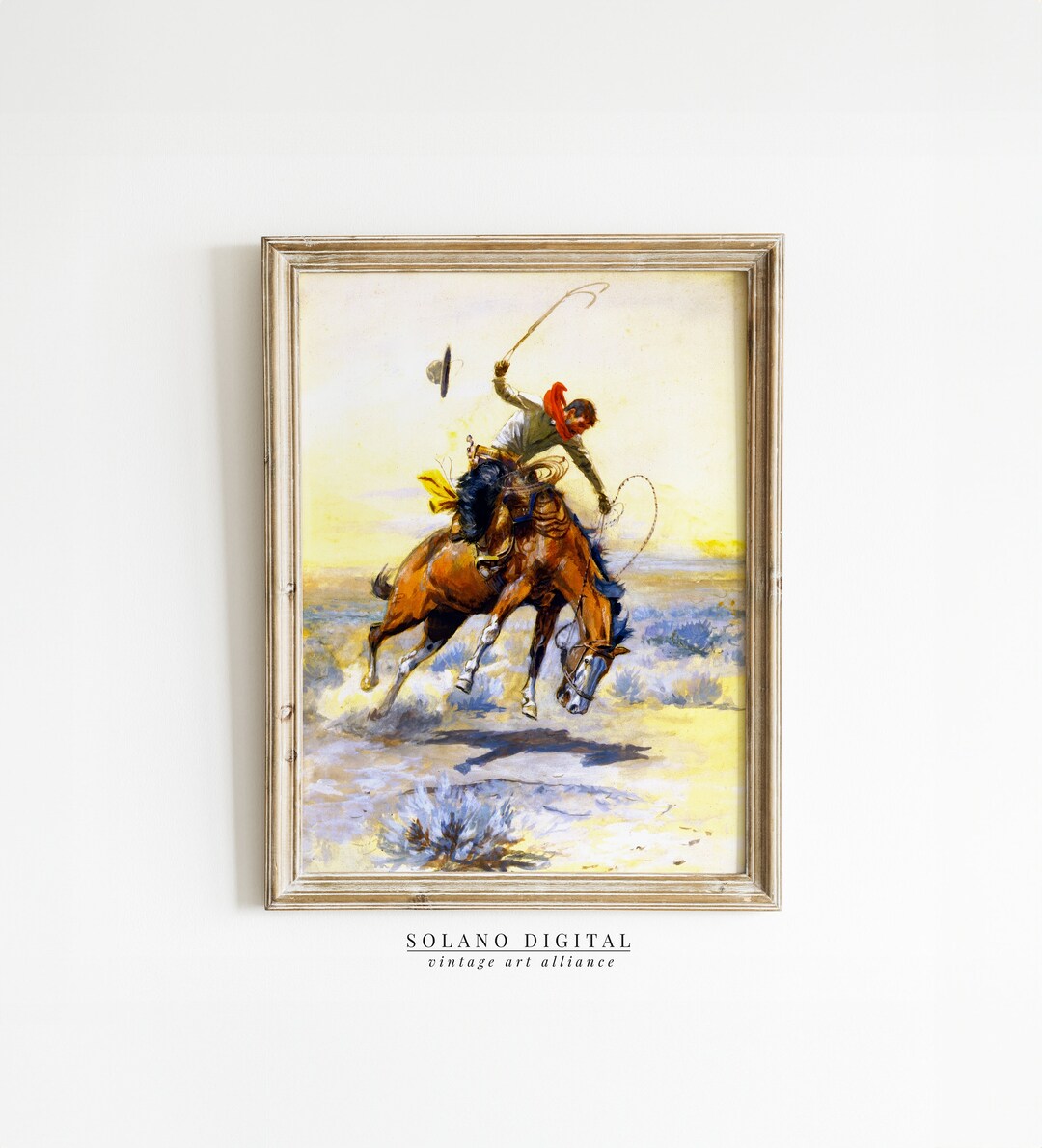 Vintage Rodeo Poster Horse Rider Oil Painting Vintage Western Cowboy ...