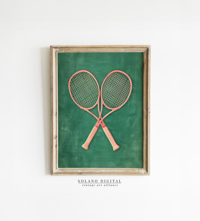 Retro Tennis Poster Girly Vintage Print Tennis Player Athlete Gift ...