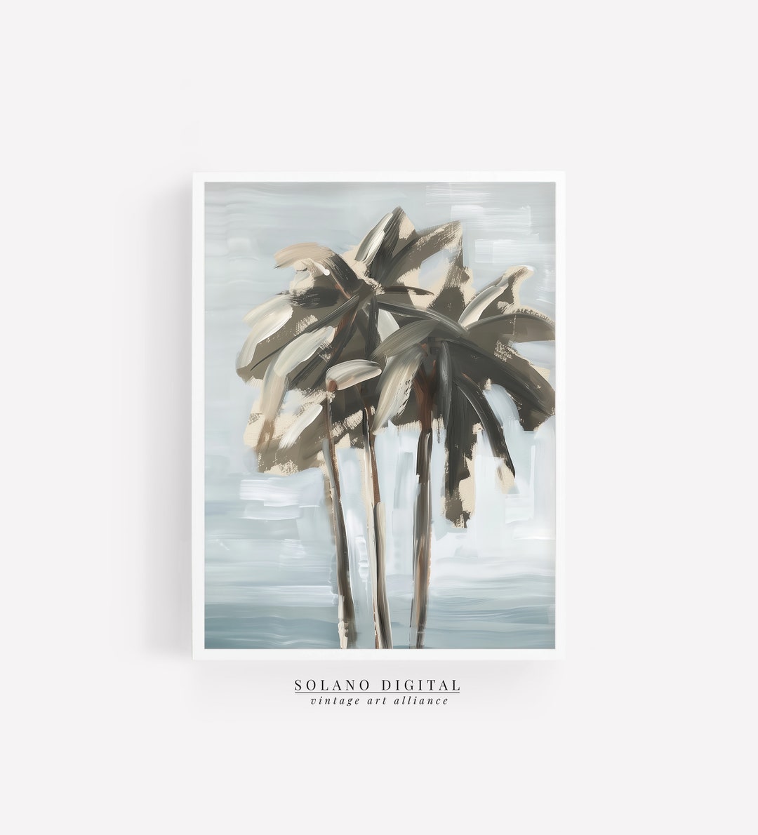 Palm Tree Painting Muted Beach Neutral Oil Painting Beach Artwork ...