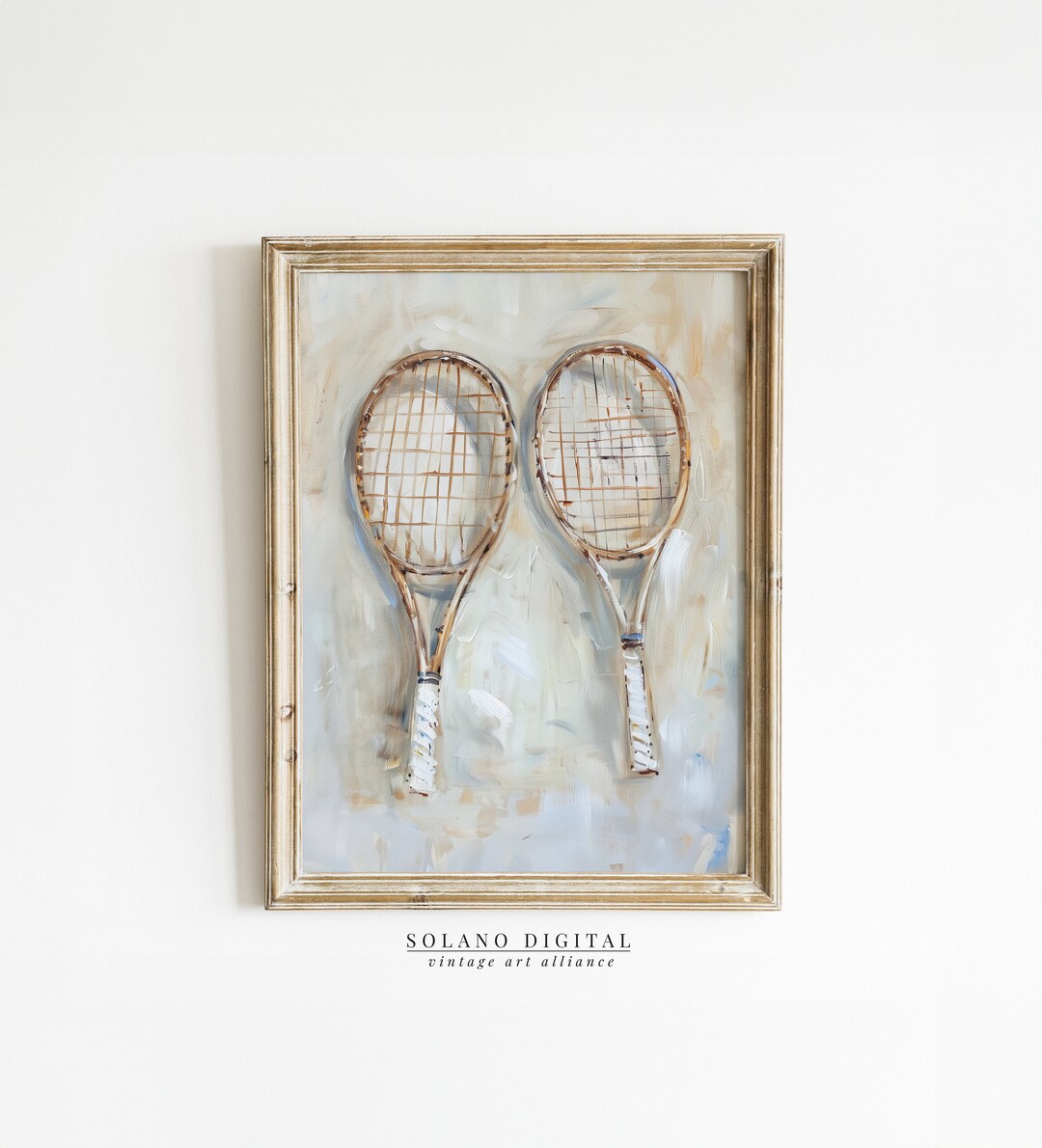 Vintage Tennis Racket Art Tennis Racket Wall Art Tennis Painting Tennis ...