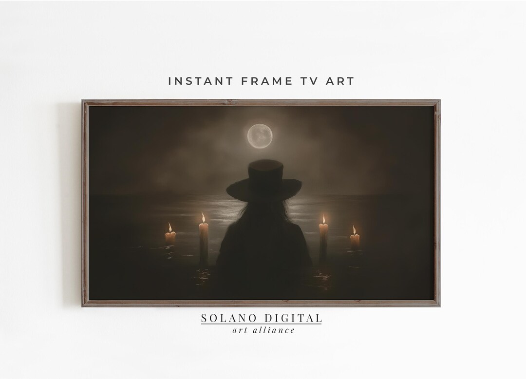 Witch Halloween Frame TV Art Moody Vintage Tv Frame Art Witch Samsung ...