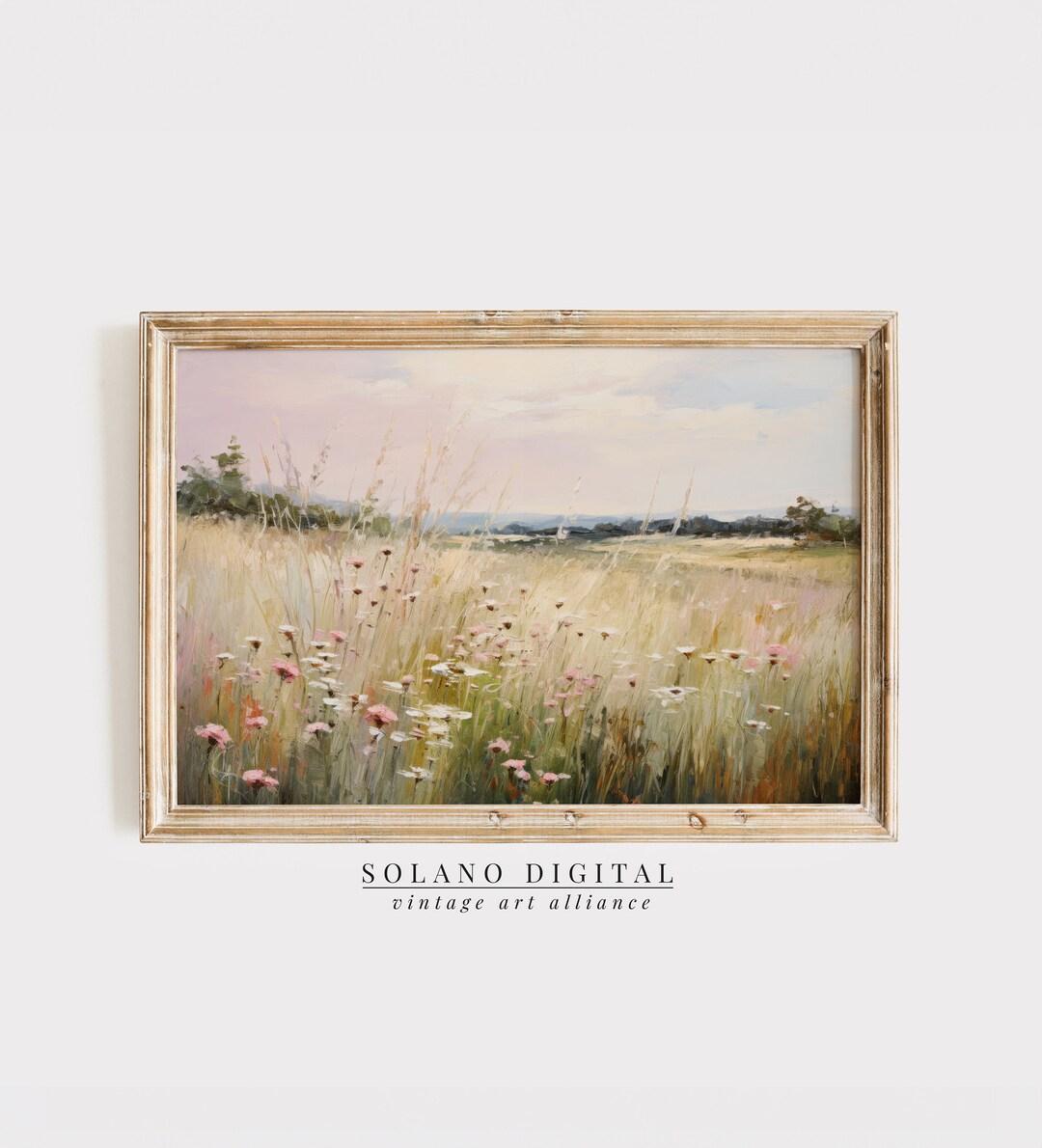 Printable Wildflower Field Landscape Vintage Wall Art Moody Spring ...