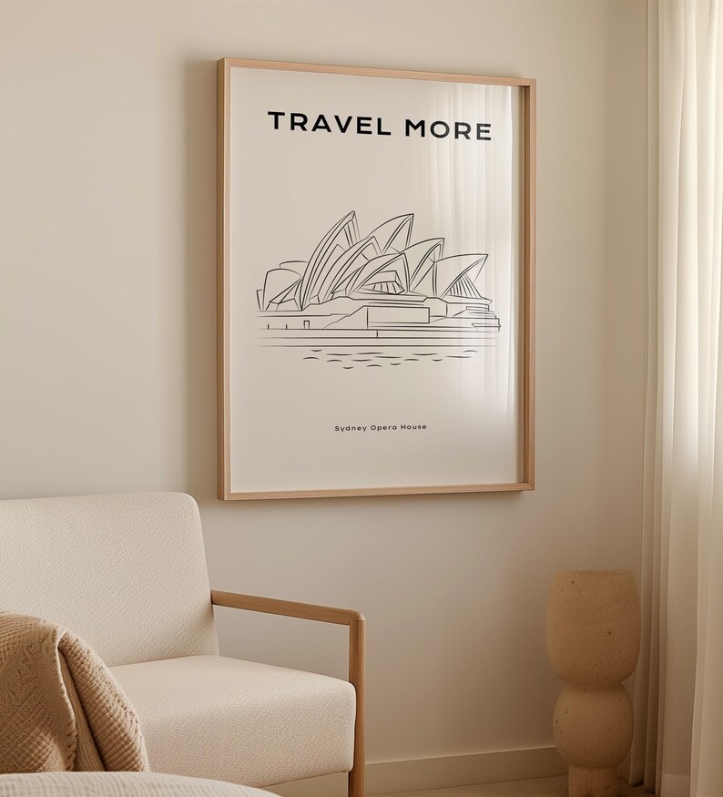 Sydney Opera House Line Art Print: Minimalist Australia Travel Poster ...