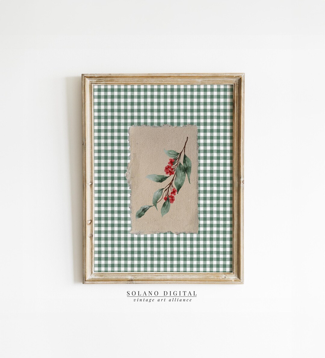 Vintage Holly Berry Wall Art, Watercolor Floral Print (digital Download ...