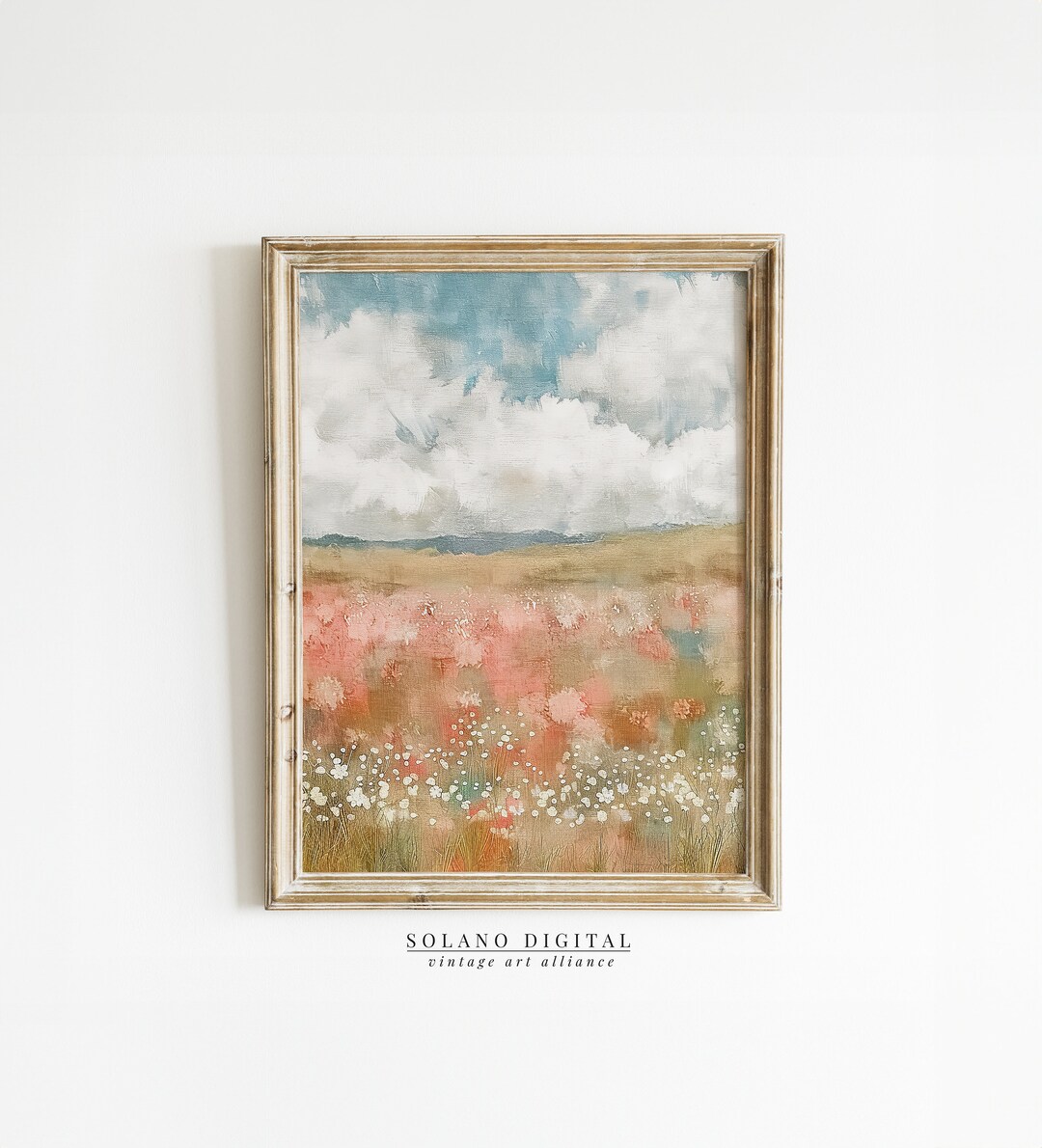 Spring Landscape Oil Painting Cloudy Sky Printable Wall Art Country ...