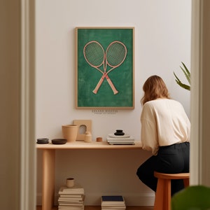 Retro Tennis Poster Girly Vintage Print Tennis Player Athlete Gift ...