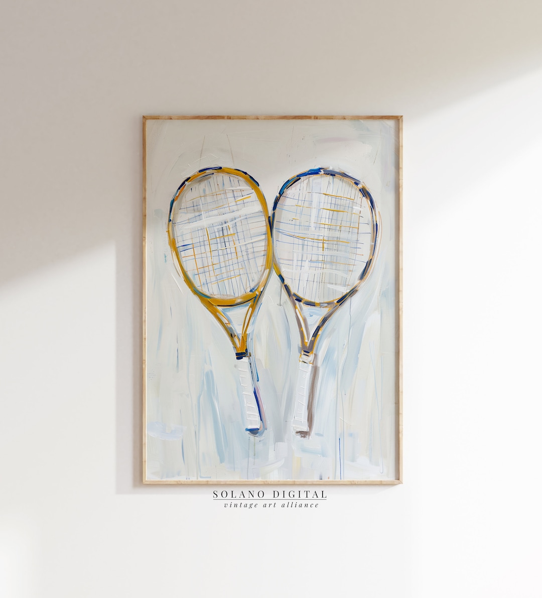 Vintage Tennis Racket Art Tennis Racket Wall Art Tennis Painting Tennis ...
