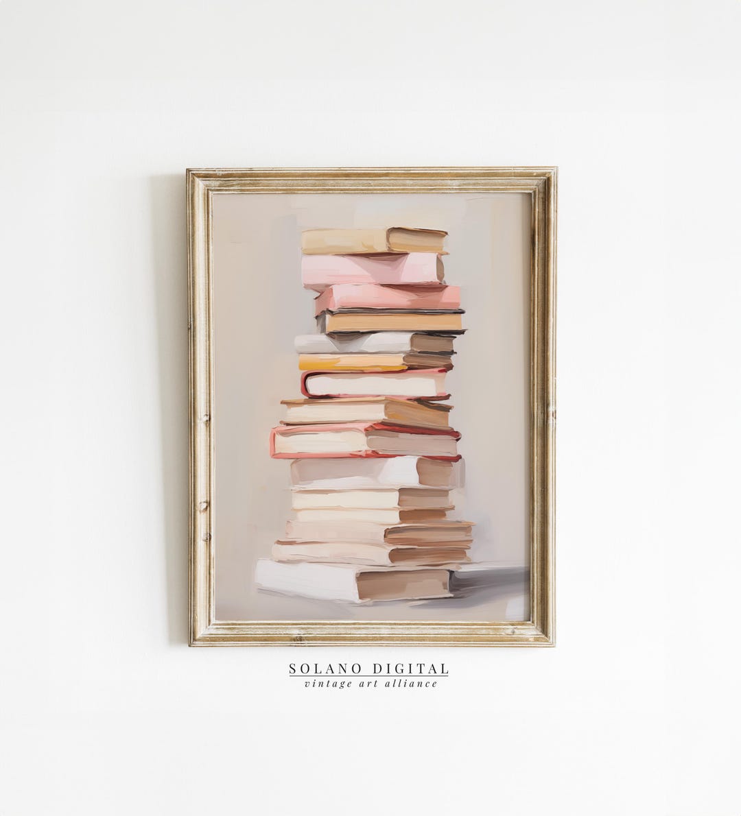 Book Lover Print Stack of Books Painting Bookworm Printable Art Trendy ...