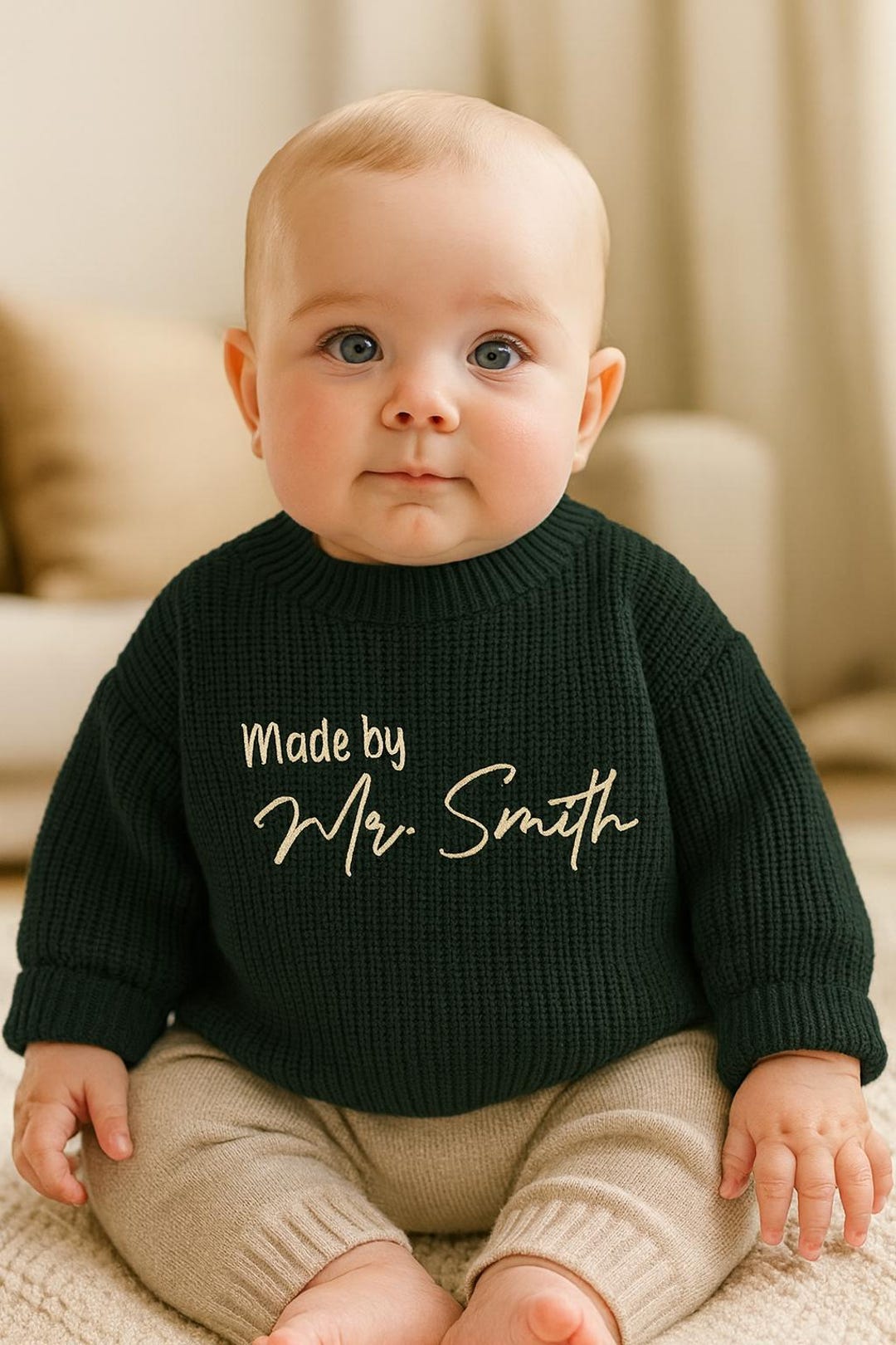 Personalized Baby Knit Sweater: Custom Embroidery, Made by Mr. Design ...