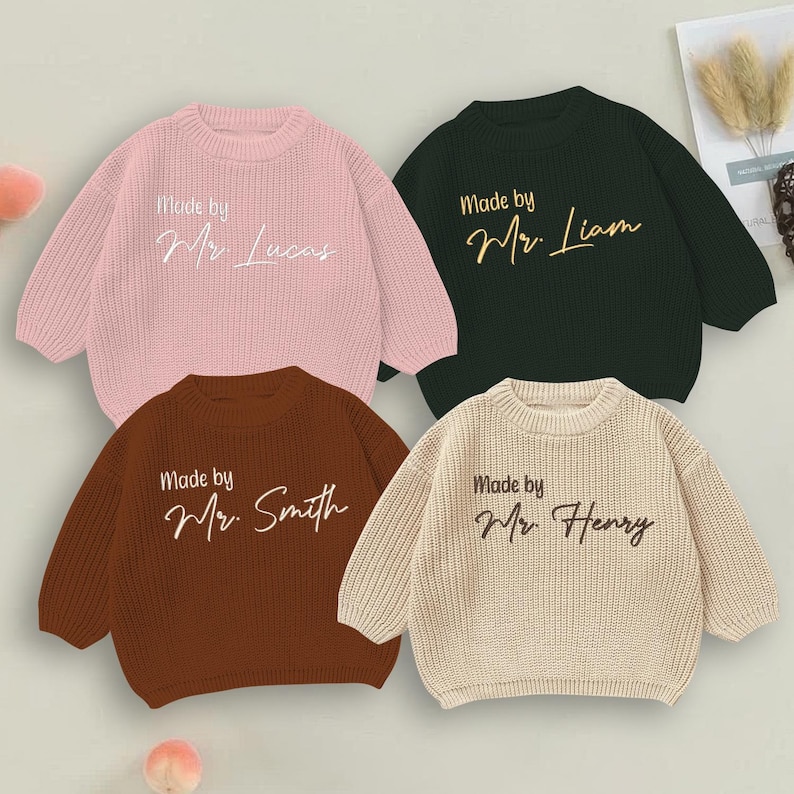 Personalized Baby Knit Sweater: Custom Embroidery, Made by Mr. Design ...