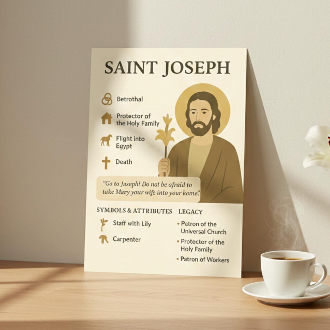 Saint Joseph Infographic Poster – Patron Saint of the Workers (digital ...