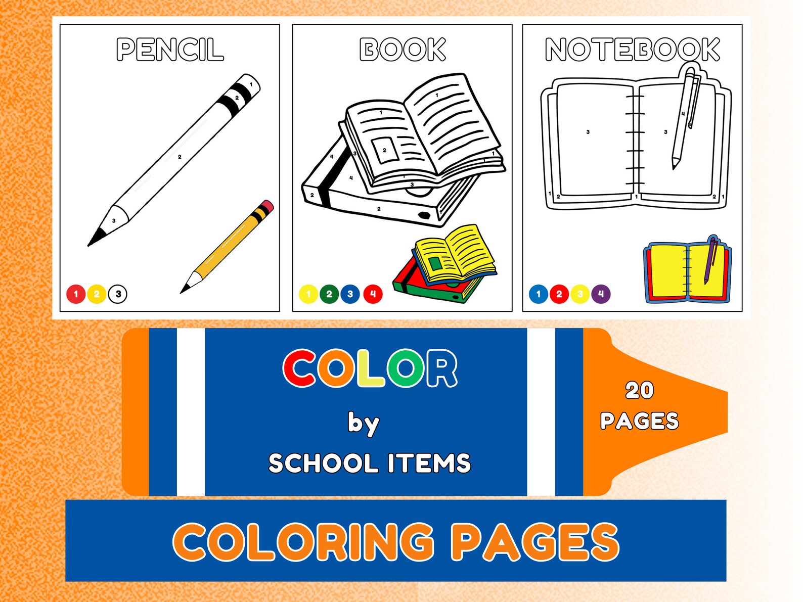 School Color by Number Coloring Page, Back to School Coloring Page, My ...