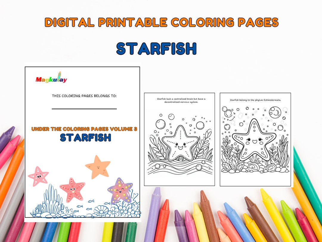Starfish Printable Kiddie Coloring Pages With Fun Facts Trivia, Under ...